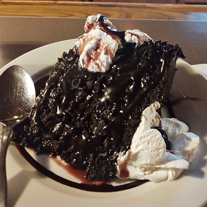 This chocolate cake slice could double as a doorstop, but you'll want every decadent, fudgy bite instead.