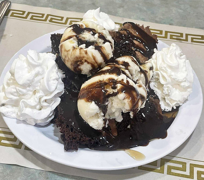 Chocolate cake &agrave; la mode that doesn't just satisfy your sweet tooth &ndash; it throws a party for it with whipped cream and hot fudge as special guests.