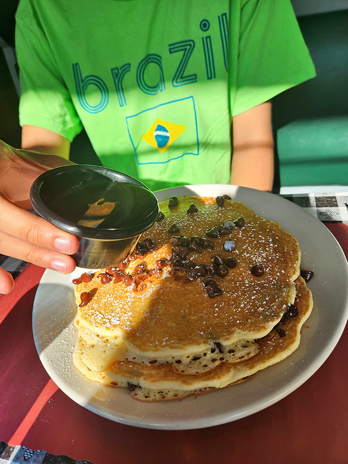 Chocolate chip pancakes drizzled with syrup&mdash;childhood joy served on a plate. Some comfort foods never outgrow their ability to make Monday feel like Saturday.