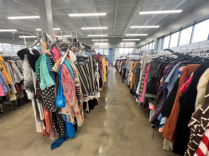 The clothing forest stretches to the horizon. Navigate these aisles like an explorer&mdash;methodically and with an open mind to unexpected discoveries.