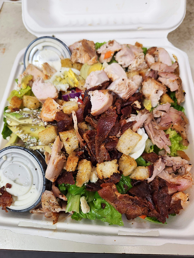 This isn't just a salad&mdash;it's a protein party where lettuce got invited. Chunks of chicken and bacon prove healthy eating doesn't mean flavor sacrifice.