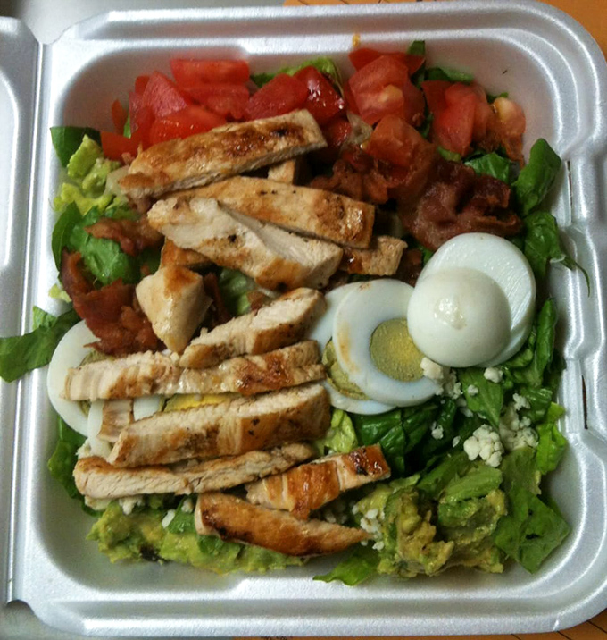 That Cobb salad proves you can eat healthy while surrounded by the aroma of sizzling burgers.
