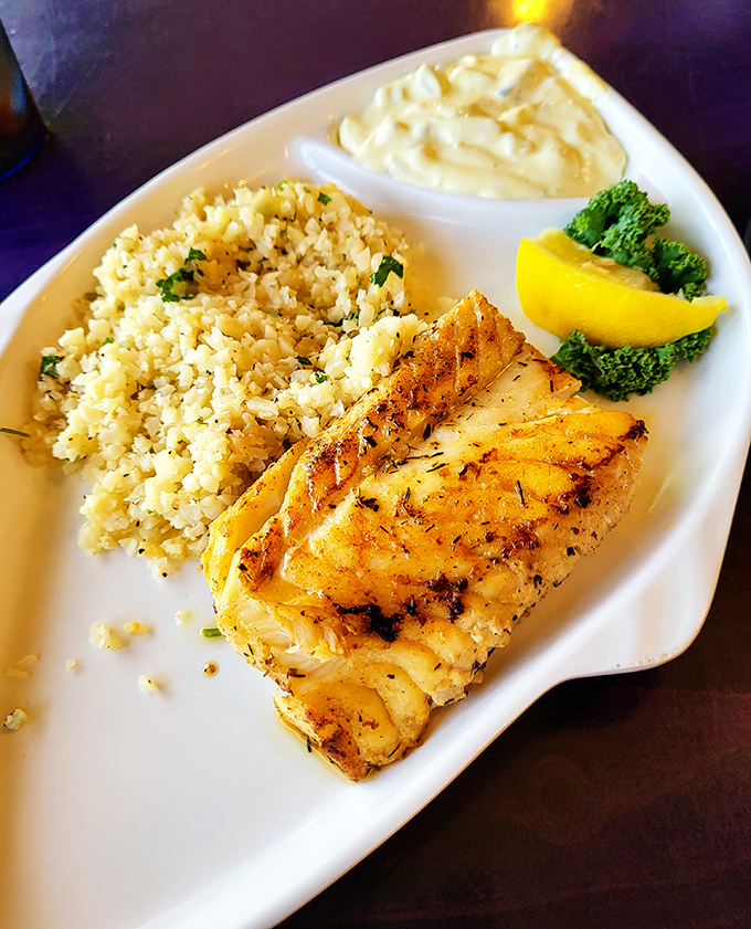 This grilled fish plate proves not everything delicious at Mo's needs a bath in the fryer first.