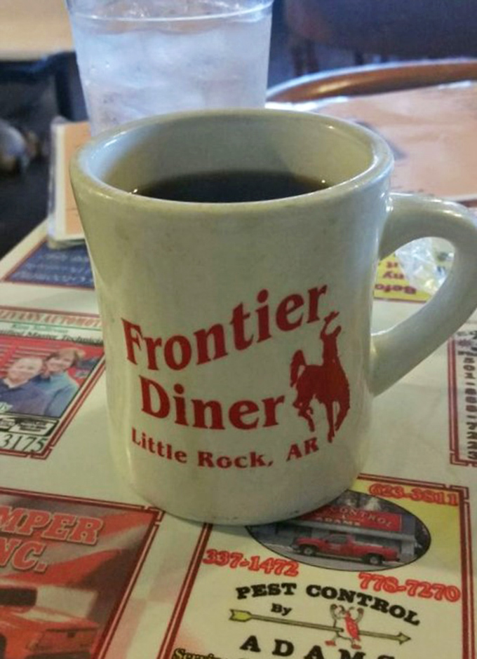 The official morning handshake of Frontier Diner. This mug has probably heard more local gossip than the town barber.