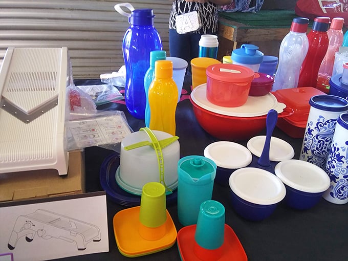 Tupperware time capsule! These vintage containers in technicolor glory have survived more potlucks than we've had hot dinners.
