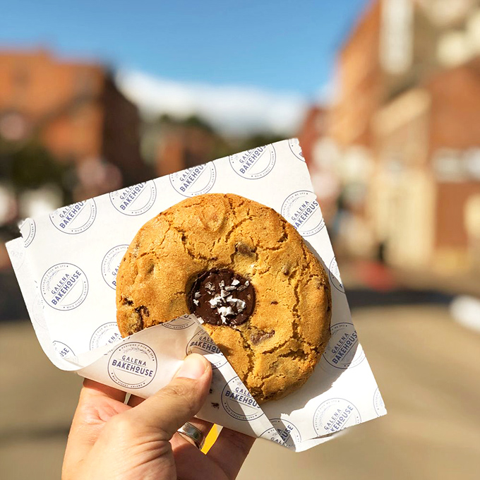 That chocolate-centered cookie against Galena's historic backdrop proves some souvenirs are meant to be devoured immediately.