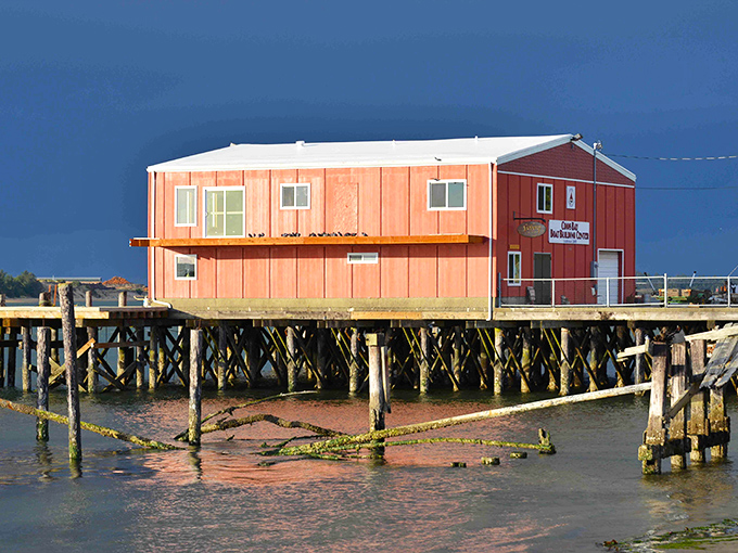 This waterfront structure isn't just charming&mdash;it's functional! The Boat Building Center preserves maritime craftsmanship while perched right above the tides it respects.