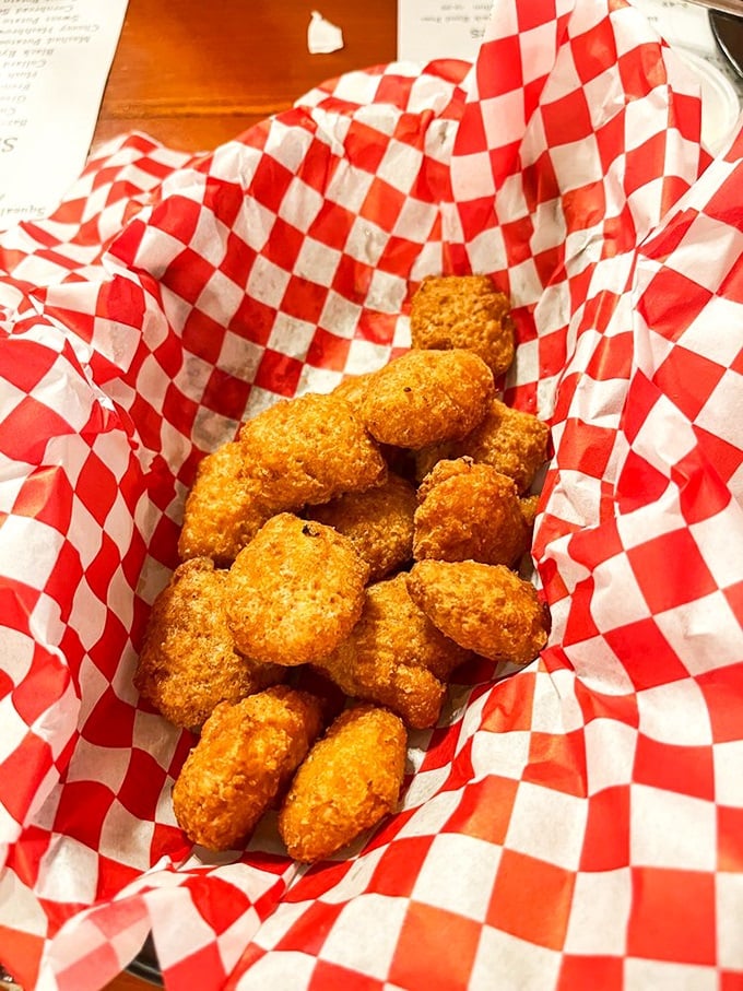 Golden nuggets of corn fritter joy that crunch like your favorite childhood memory. Diet food? Absolutely not. Worth it? Every crispy bite.