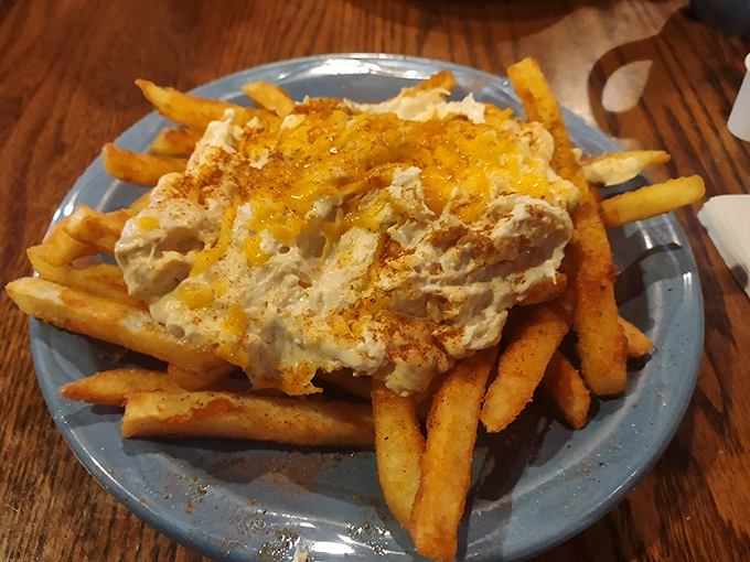 Crab fries with cheese &ndash; where Maryland seafood tradition meets comfort food in a marriage that would make both your doctor and taste buds take notice.