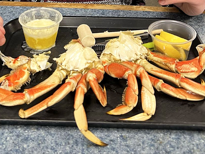 Dungeness crab legs splayed like a sunburst of oceanic treasure&mdash;nature's perfect design for delivering sweet meat to eager palates.