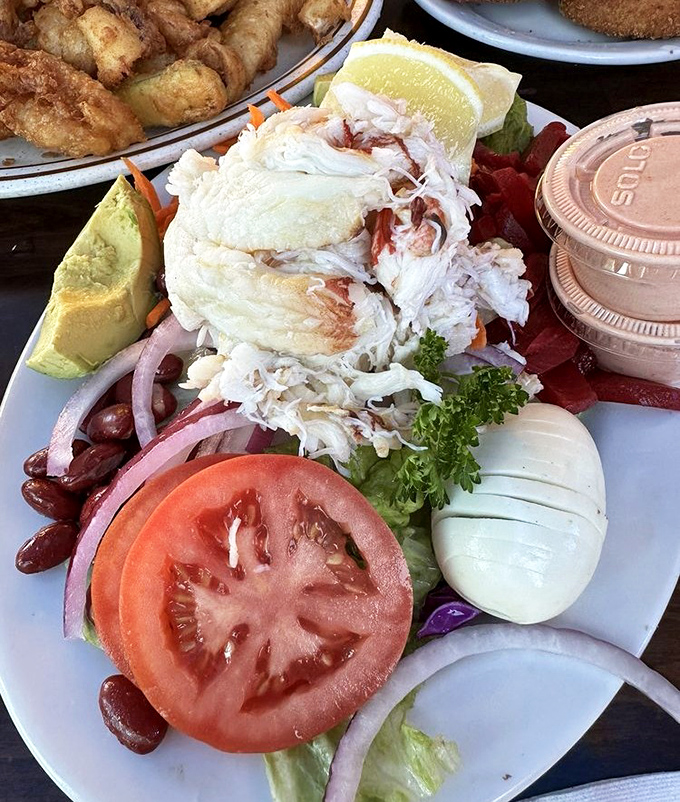 The Crab Louie salad: where fresh Dungeness crab meets crisp vegetables in a arrangement that's almost too pretty to destroy.