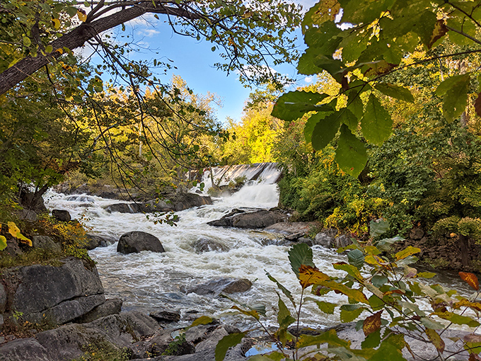 Autumn transforms the waterway into nature's masterpiece&mdash;golden leaves and rushing water creating a scene that would make Hudson River painters jealous.