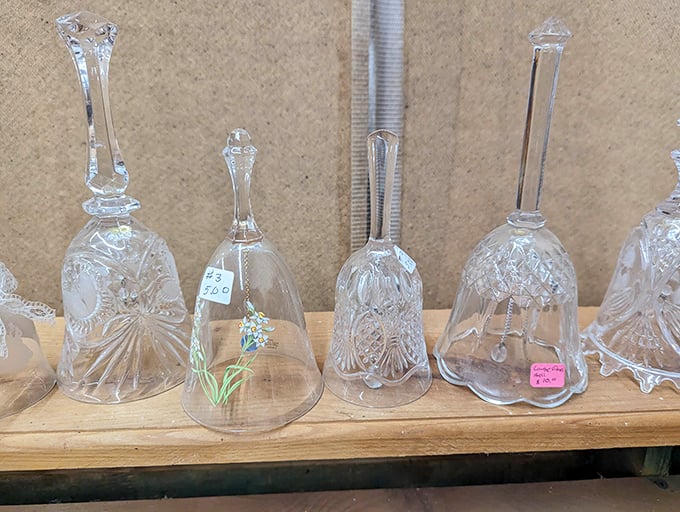 Crystal bells catching light and imagination. Each delicate piece represents craftsmanship from an era when everyday objects were meant to delight.