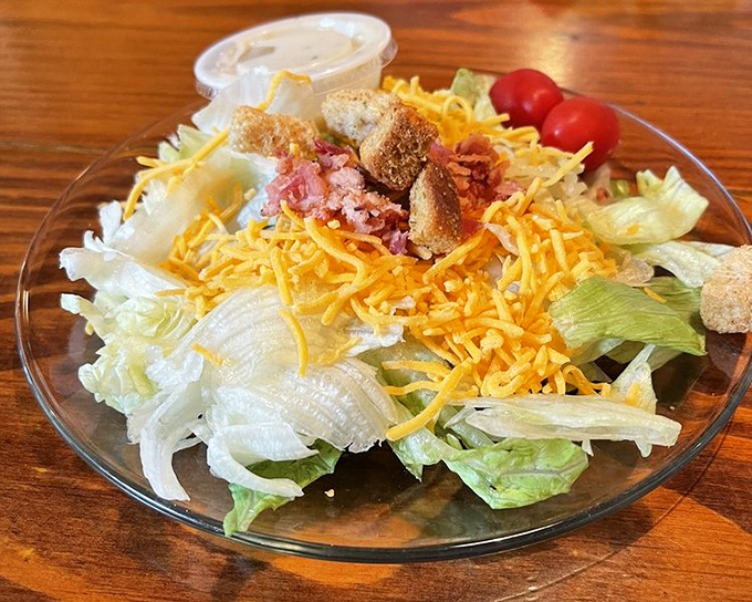 A salad that doesn't apologize for being a salad &ndash; crisp, colorful, and adorned with enough cheese to remind you you're still in the Midwest.
