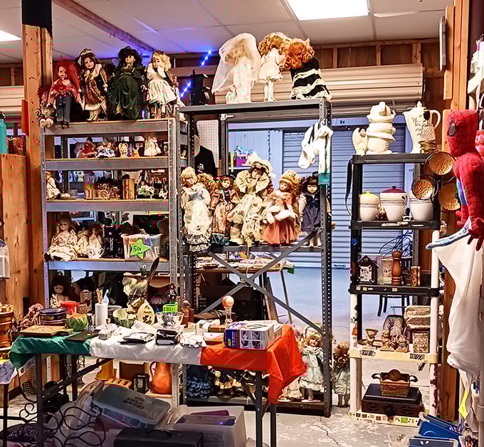 Doll collectors, shield your credit cards. This booth is where childhood nostalgia and slightly unnerving glass stares come together in perfect harmony.