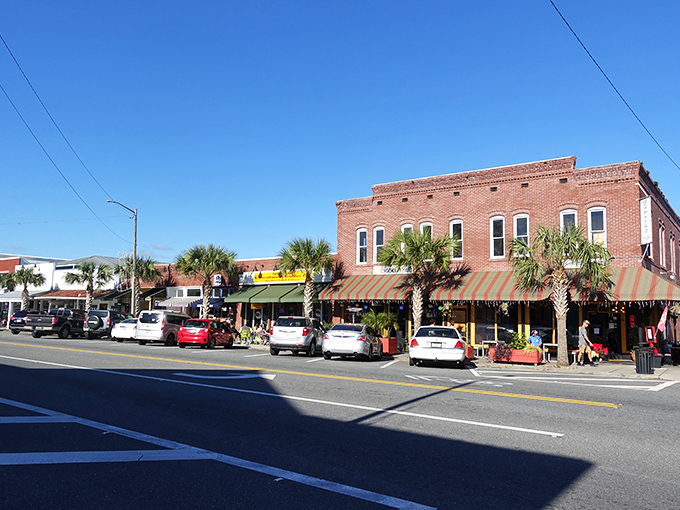 Downtown storefronts that haven't surrendered to chain-store uniformity – a retail ecosystem where local still means something.