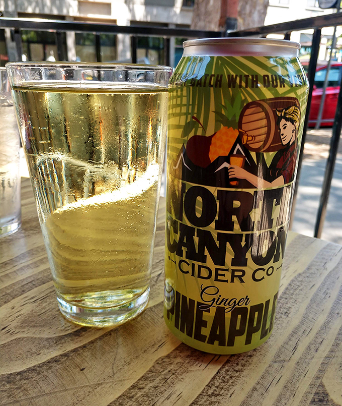 A refreshing North Canyon cider awaits its moment. Sometimes the perfect pairing for a serious burger is a not-so-serious beverage.