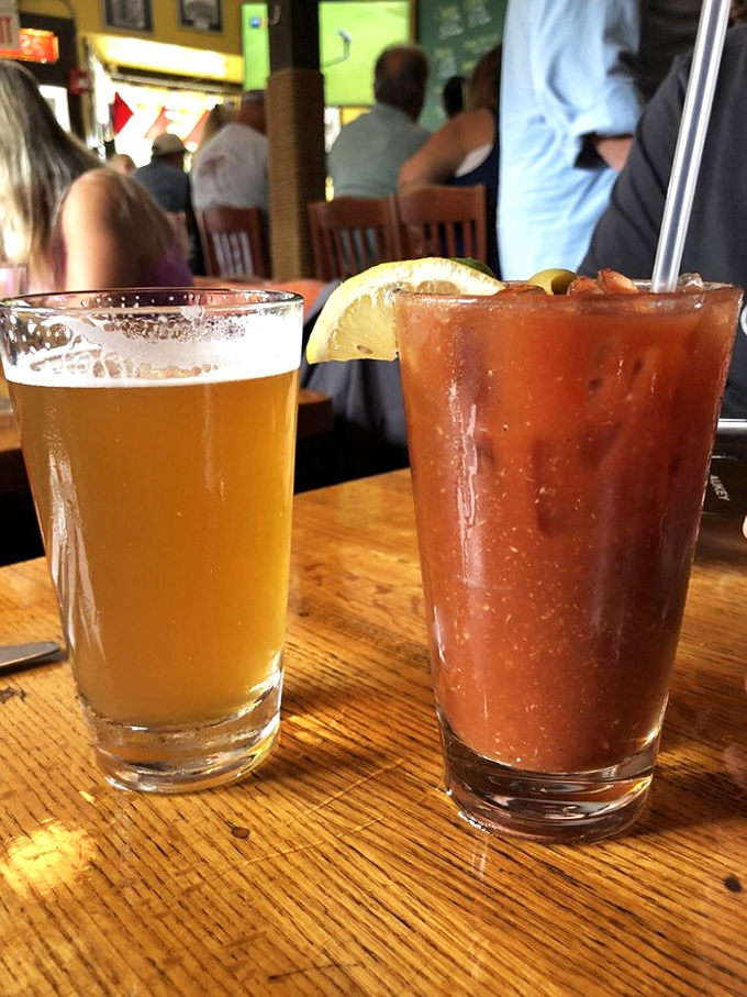A cold beer and Bloody Mary – the dynamic duo of daytime drinking that turns lunch into a vacation.
