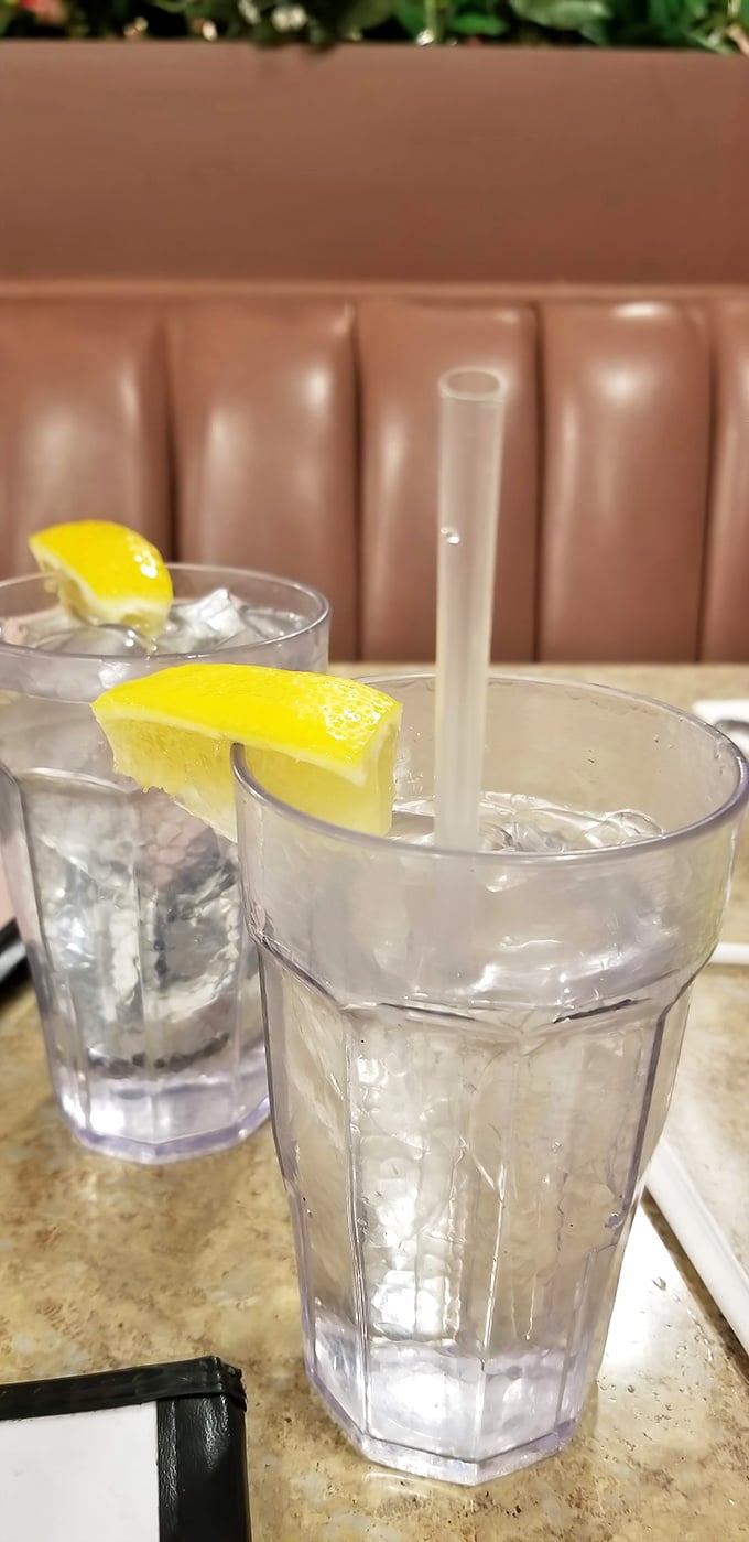 Ice water with lemon &ndash; the unsung hero of diner meals, sitting patiently in the wings while coffee gets all the glory.