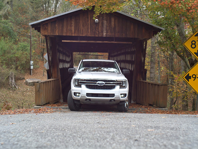 Even modern vehicles get to experience a bit of history&mdash;this truck passing through is literally driving through a living museum.