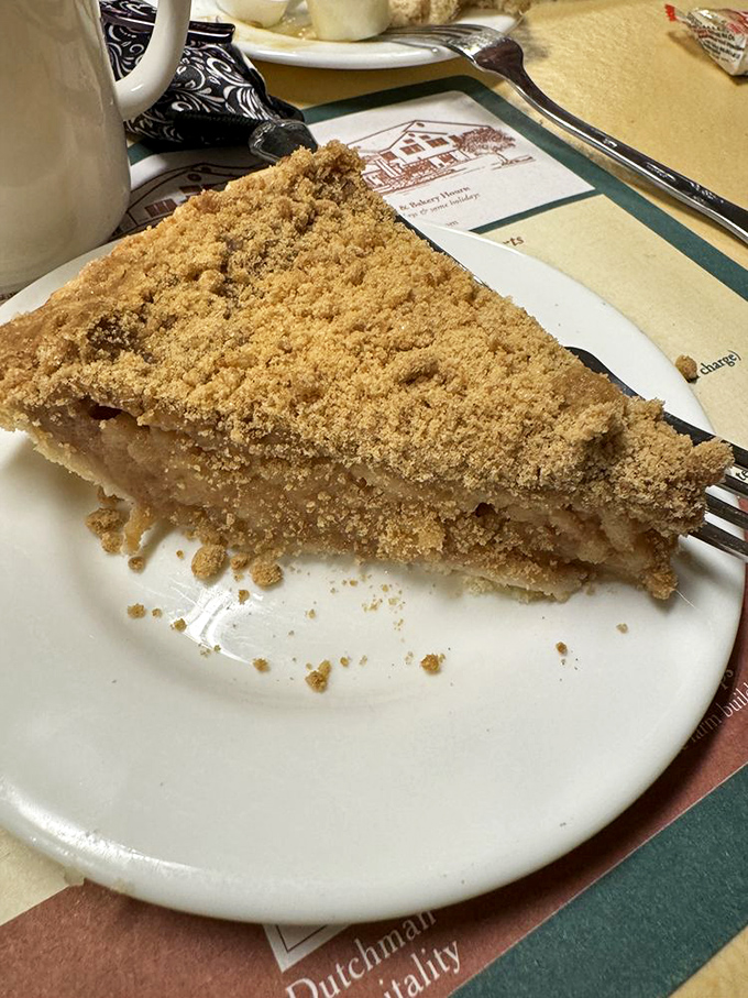Dutch Apple pie with that perfect crumb topping – the dessert equivalent of a warm sweater on a chilly Indiana evening.