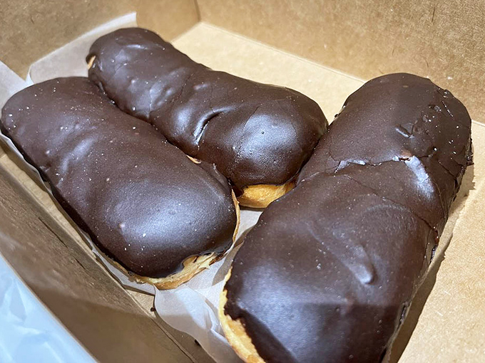 The eclairs at The Donut Shoppe are like the James Bond of pastries: sophisticated, dark, mysterious, and guaranteed to leave you wanting more.