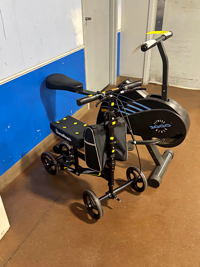 Fitness equipment that whispers, "Someone else's abandoned resolution can become your healthy new start." Second chances at every turn.