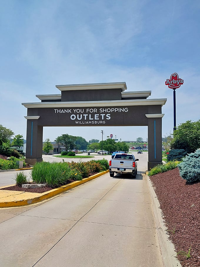 The "Thank You For Shopping" arch&mdash;retail's version of a victory lap as you exit with bags heavier, wallet lighter.