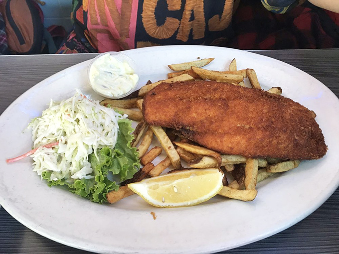 Fish and chips that would make a Brit homesick, with a golden crust that crackles with each bite and fries worth fighting over.