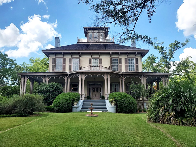 Victorian elegance meets Southern grandeur in this historic home, where wraparound porches practically beg for a glass of sweet tea.