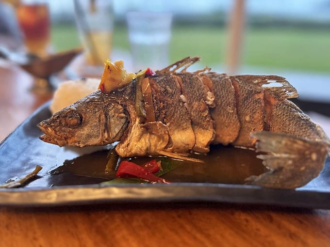 When a whole fish arrives looking this good, you know you're eating where the locals eat. Simple preparation letting the ocean's freshness speak for itself.