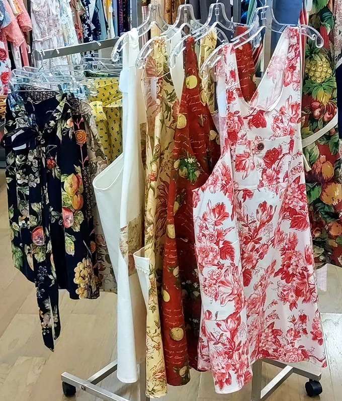 A garden of floral prints blooms on this clothing rack, promising to brighten Michigan wardrobes long before spring actually arrives in the Great Lakes State.