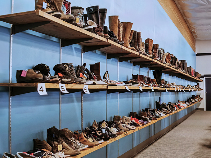 Boot country meets fashion forward&mdash;this footwear wall is where Montana practicality meets unexpected style finds.