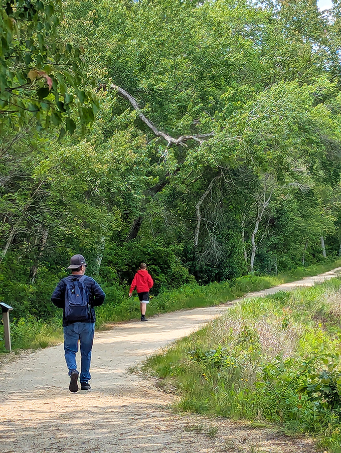 The trail beckons hikers into a green embrace, promising the kind of social distancing Mother Nature perfected long before it was trending.