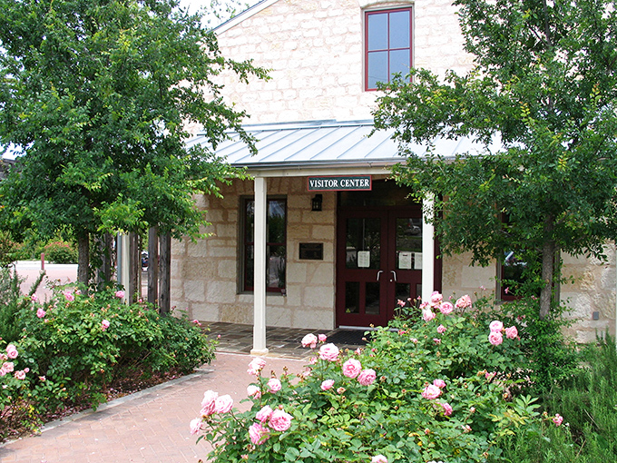 The visitor center welcomes travelers with limestone walls and endless local wisdom to share.