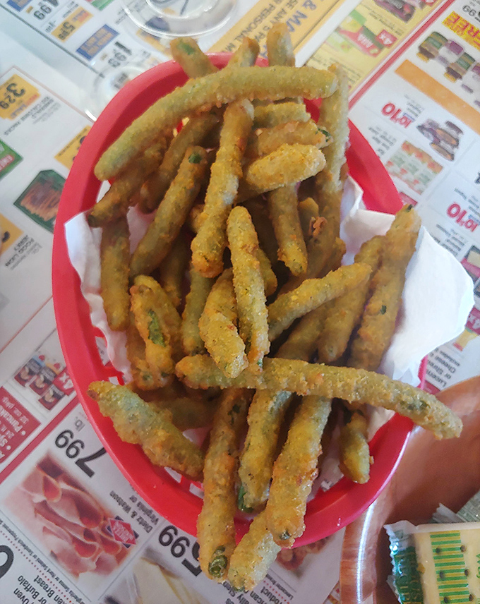 Who knew vegetables could taste this good when battered, fried, and served in a basket lined with pure happiness?