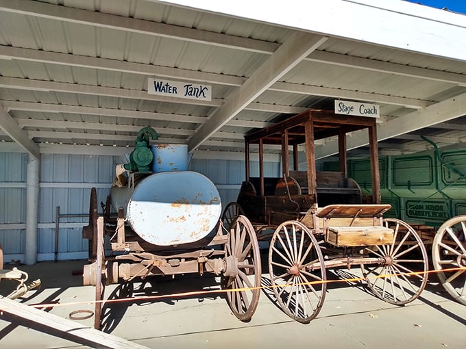 The Frontier Gateway Museum's vintage stagecoach display reminds us that Montana's first rideshare program had significantly more horsepower.