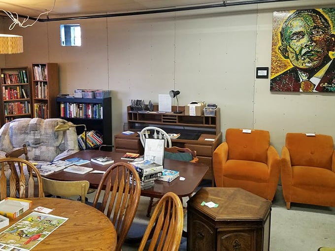 Mid-century modern meets contemporary comfort in this furniture section, where someone else's castoffs become your conversation pieces.