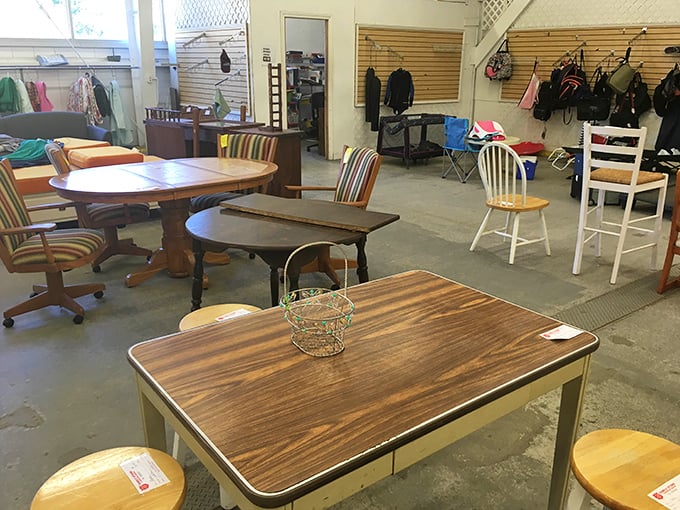 The furniture section: where dining room tables dream of hosting your next dinner party. Each piece whispers, "Take me home!"