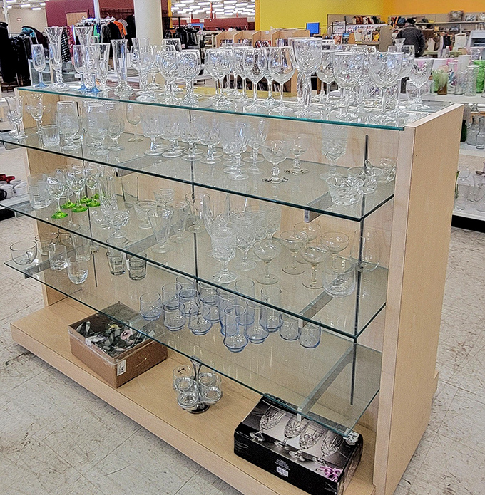 Crystal and glassware that would make your grandmother swoon. Imagine serving Two-Buck Chuck in these fancy vessels&mdash;instant upgrade!