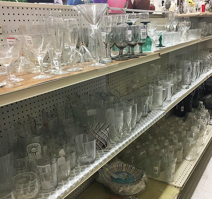 Crystal and glassware galore—where your imaginary dinner party for the Queen finds its perfect stemware at commoner prices.
