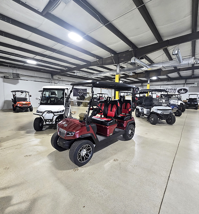 Not your grandfather's golf cart showroom! These luxury rides might make you consider a retirement community just for the chance to zip around in style.