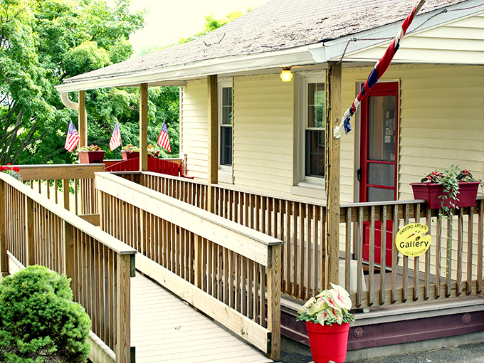 The Harford Artists Gallery welcomes visitors with patriotic flair and a ramp that says "creativity accessible to all."