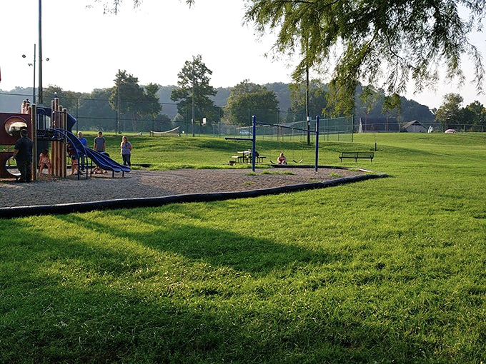 Green spaces like this park provide free recreation and community gathering spots where neighbors actually become friends, not just familiar faces.