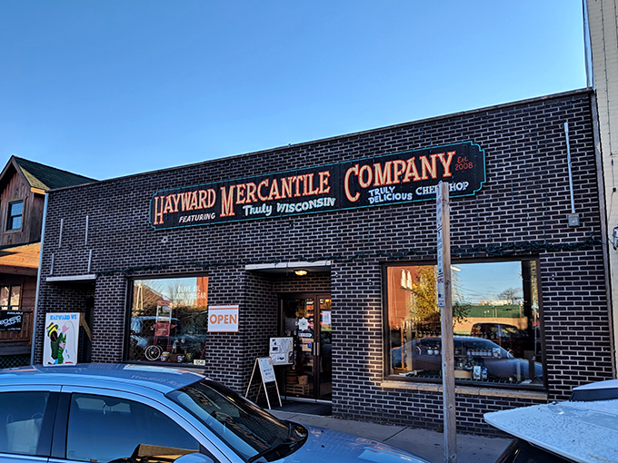 The Hayward Mercantile Company promises "Truly Wisconsin" experiences, which means cheese is probably involved and nobody's complaining about it.