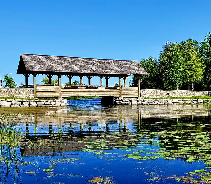This covered bridge spans more than water &ndash; it bridges dreams with affordability. 