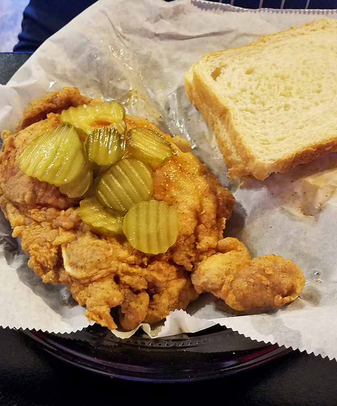 Pickle chips aren't just garnish&mdash;they're essential survival equipment when tackling Bolton's perfectly fried chicken. The bread? Your taste bud's fire extinguisher.