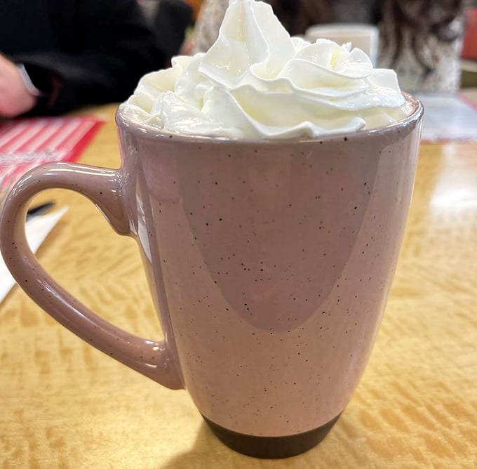 That's not just hot chocolate&mdash;it's a warm hug in a mug, topped with a cloud of whipped cream that defies gravity.