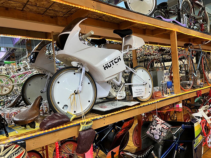 The futuristic Hutch HPV Superbike looks like it escaped from a 1980s sci-fi movie set and found sanctuary among its wheeled brethren.