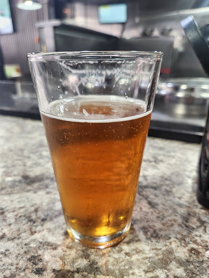 A perfectly poured beer with just the right amount of head – because sometimes the best accompaniment to great food is simple.